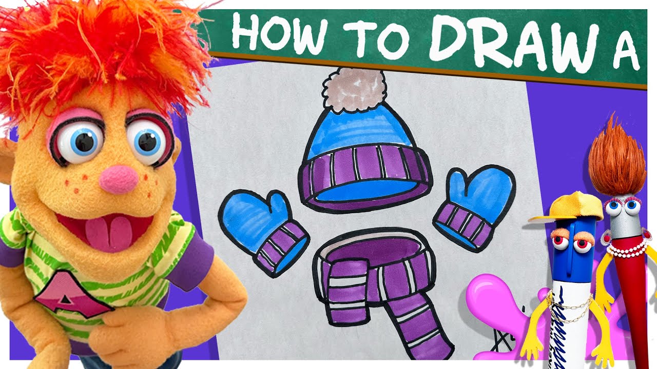 How To Draw A Winter Hat, Scarf and Gloves | Art Tutorial for Kids ...