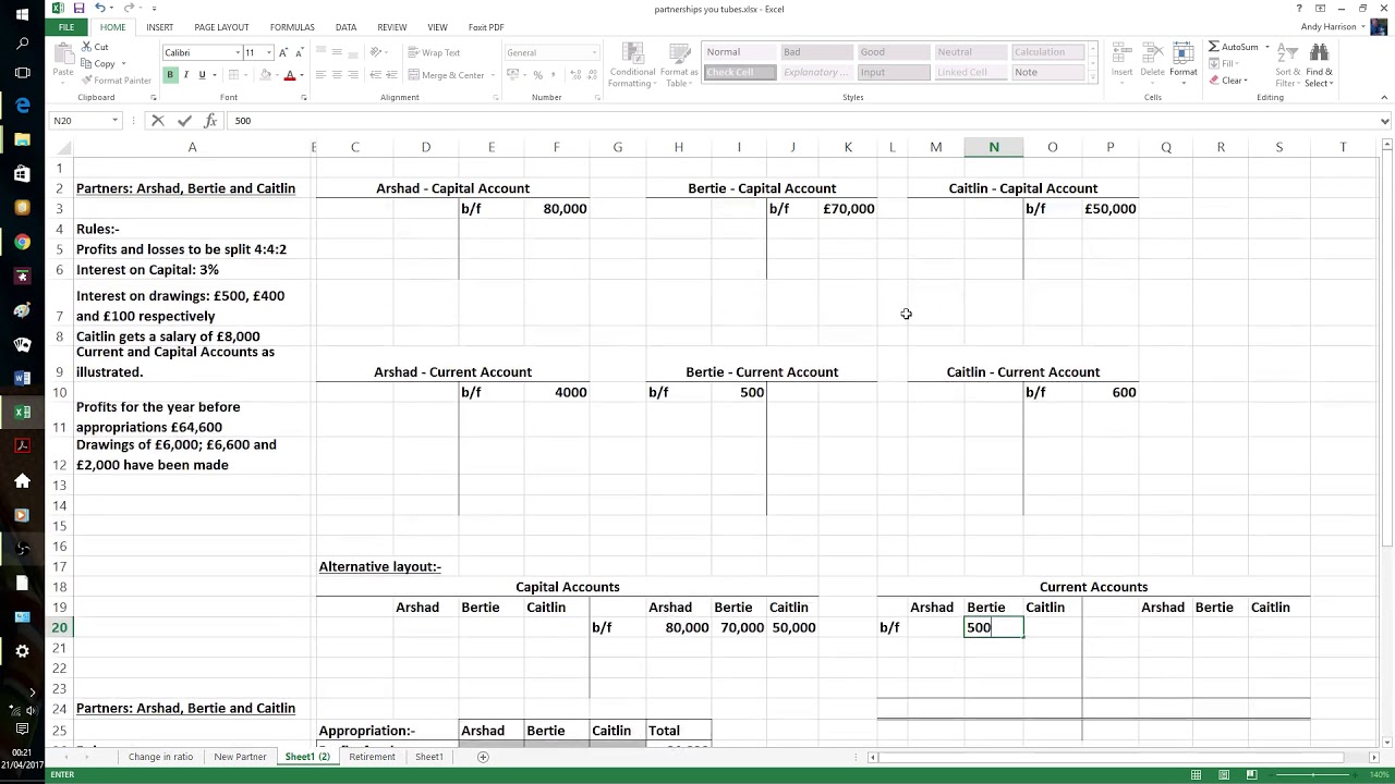 partnership appropriation and current accounts - YouTube