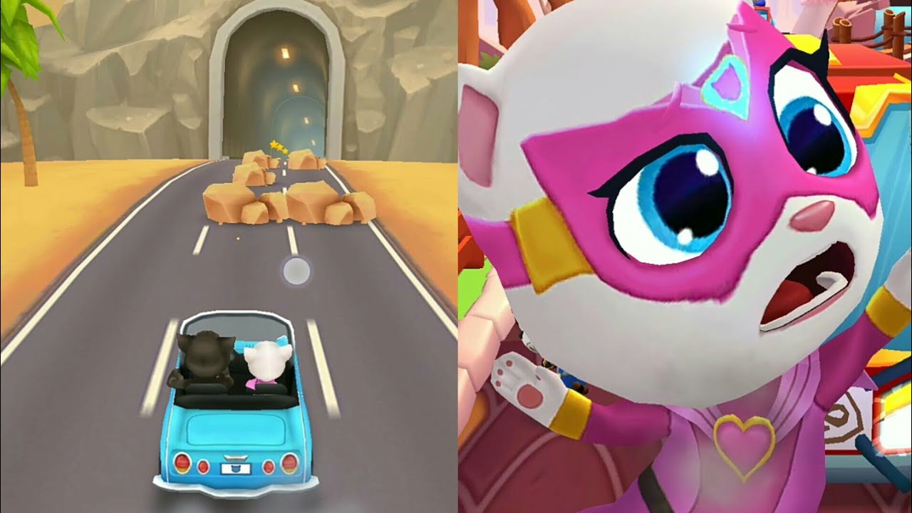talking tom hit the road vs talking tom hero dash || new best android ...
