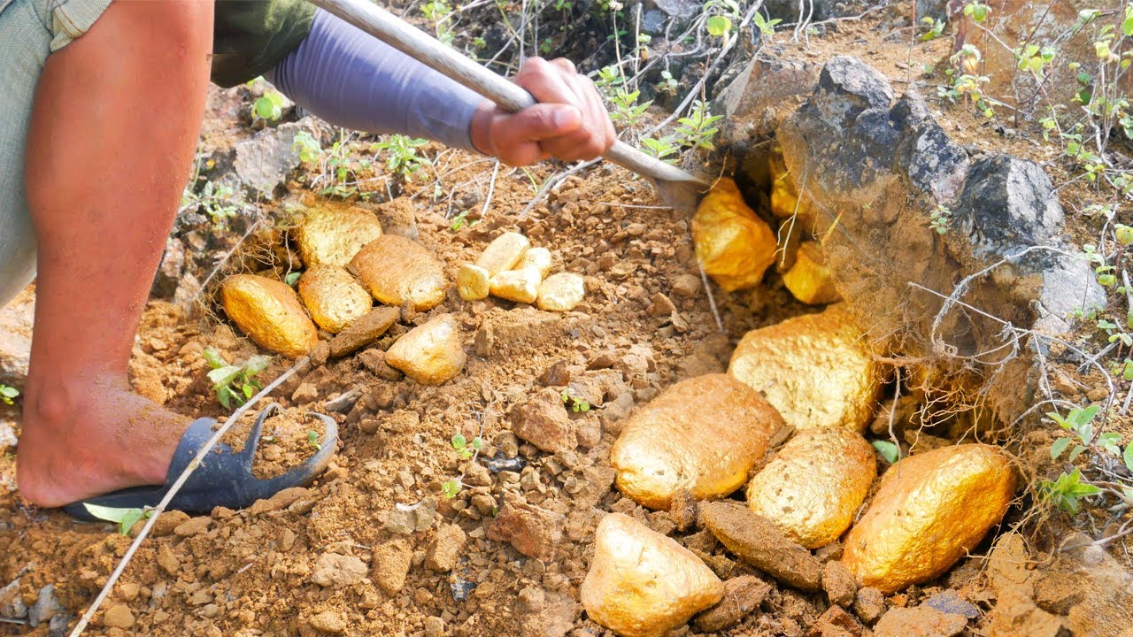 Best Mining gold-collect a lot of gold digging gold at mountain - YouTube