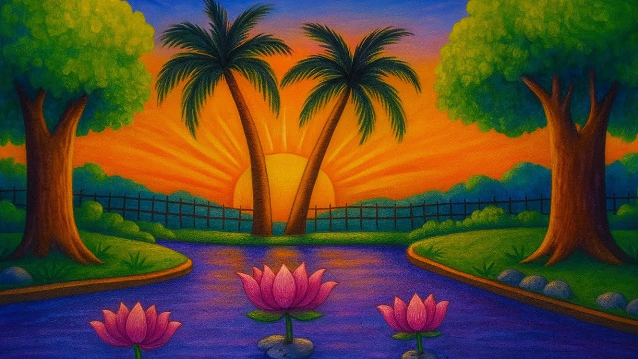 How To Draw A Beautiful Scenery# Nature Drawing# Drawing# Art # Step By ...