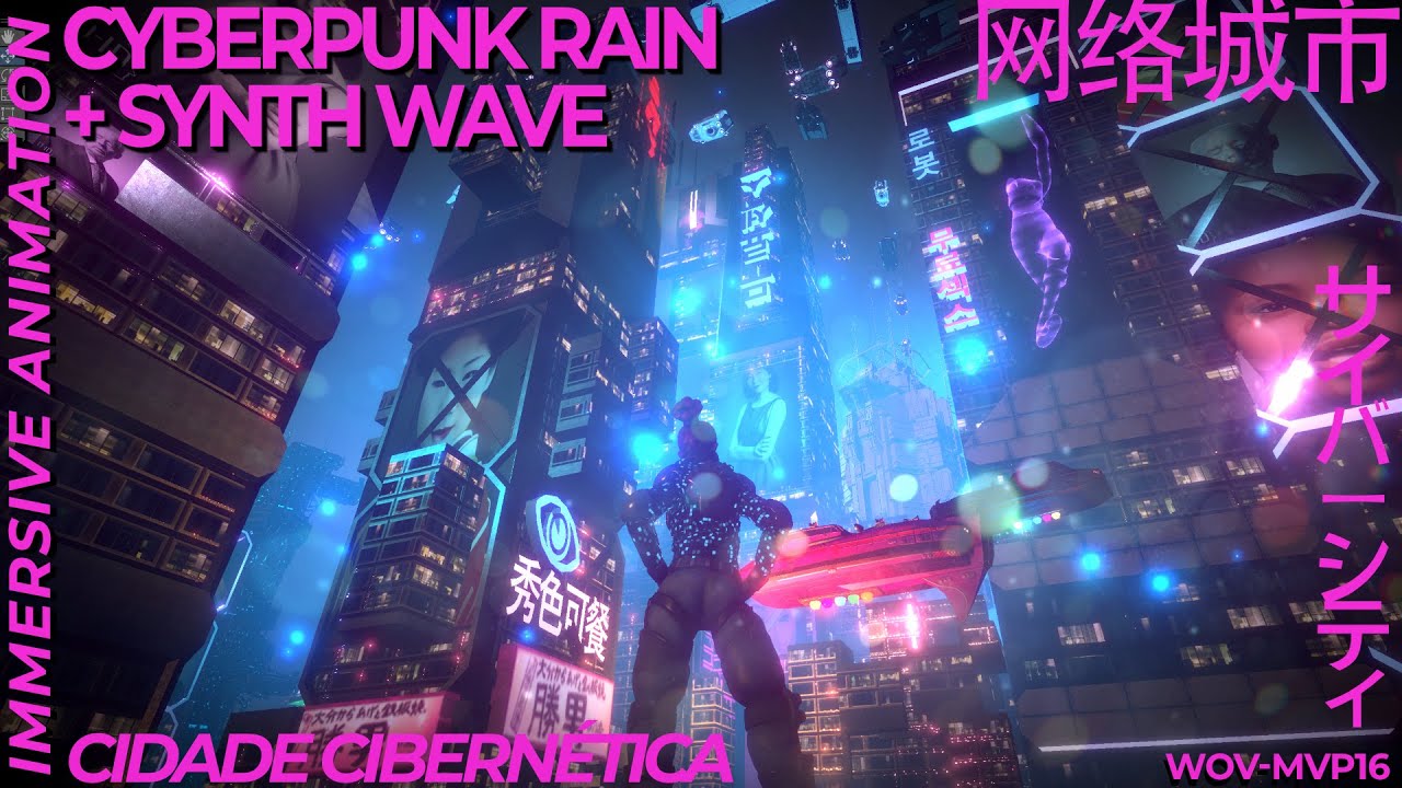 👩🏼‍🎤Cyberpunk rain, synth wave & background video /w story for sleep ...
