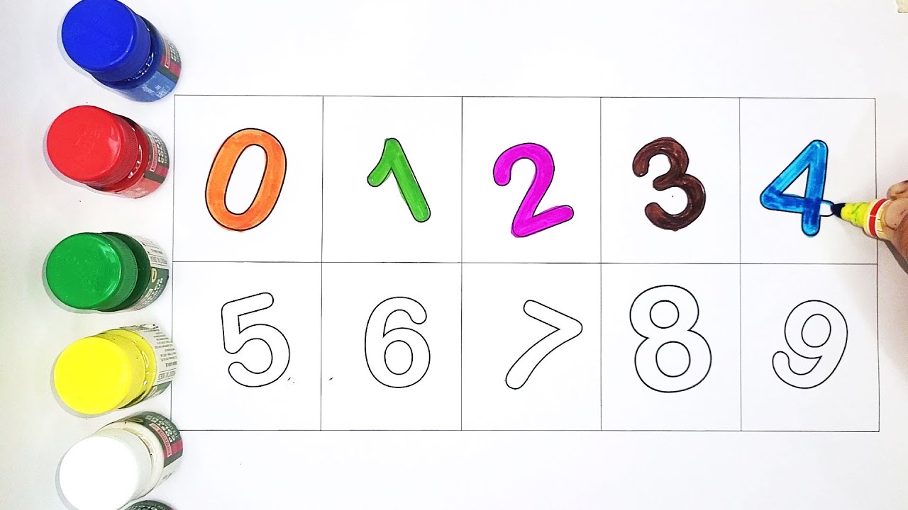 Writing numbers 0 to 9 in multicolor | Color Crayons | Maplu Kids TV ...