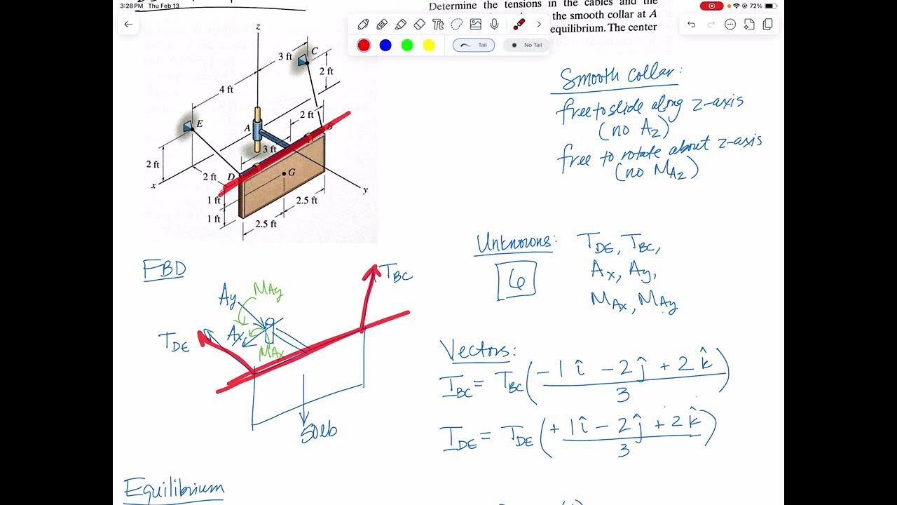 Statics 17: 3D Rigid Body Equilibrium Part 4 - YouTube