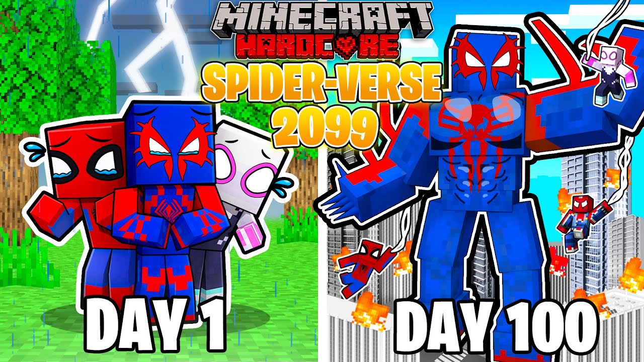 I Survived 100 DAYS as SPIDERMAN 2099 in HARDCORE Minecraft! - YouTube