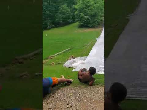 crazy slip and slide accident. - YouTube