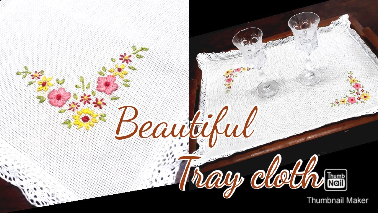 Tray cloth design || Teapoy runner || simple hand embroidery || with ...