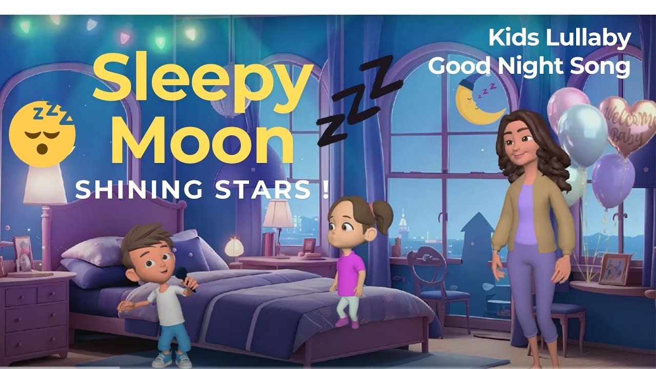 Sleeping Moon | Shining Stars |🌙 BED TIME Lullaby song for kids # ...