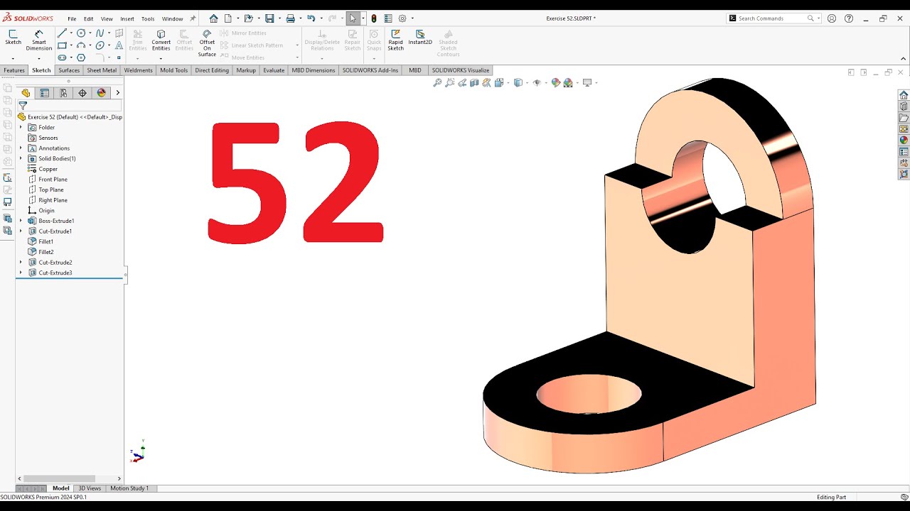 تمارين علي سوليدووركس 2024 || تمرين رقم 52- Solidworks Exercise 52 - YouTube