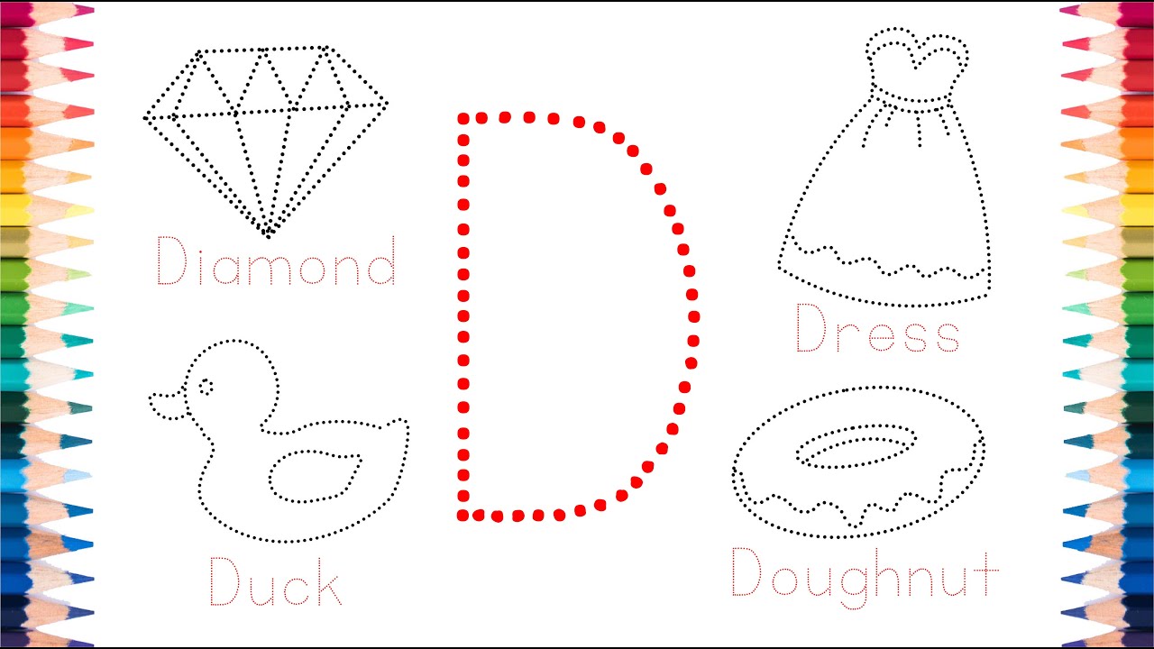 알파벳 Def 점선 따라 쓰고 그림 그리고 색칠하면서 영어 단어를 배우기 Learn Alphabet Def Words With Drawing And