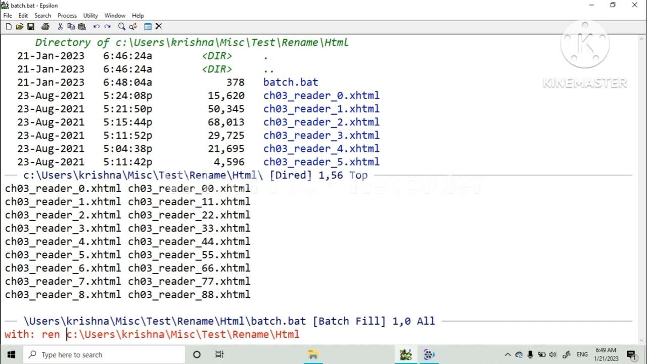 Batch file - file renaming in epsilon - YouTube