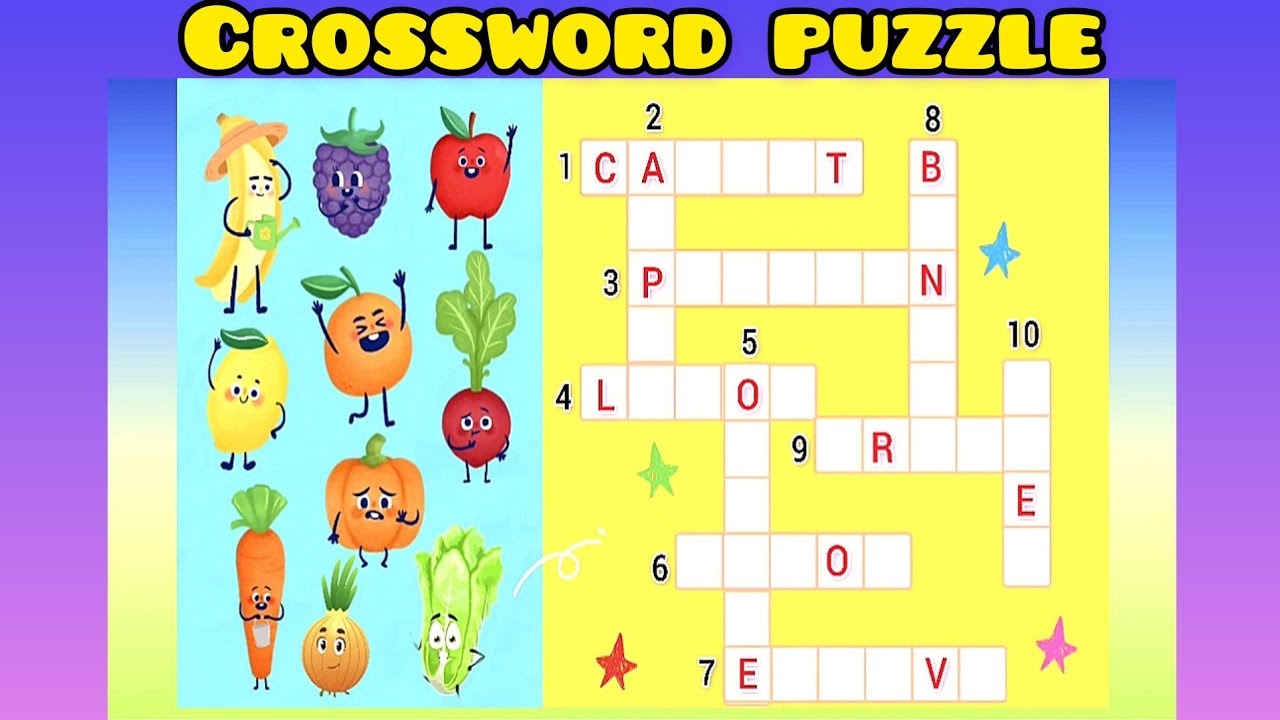 CROSSWORD PUZZLE | FRUITS AND VEGETABLES QUIZ - YouTube