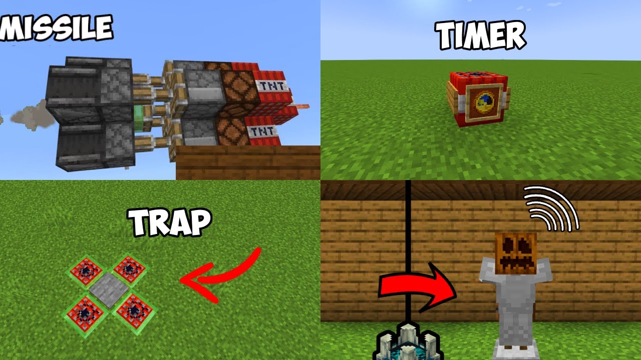 Minecraft: 5+ Build Hacks - TNT trap, time bomb, missile, scare ...