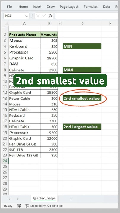 2nd smallest value in excel #excelshorts #ytshorts #shorts - YouTube