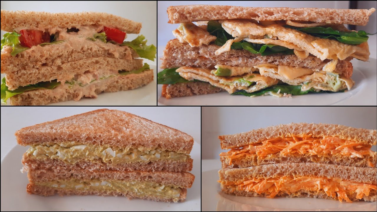 4 Healthy Sandwish Recipe... - YouTube