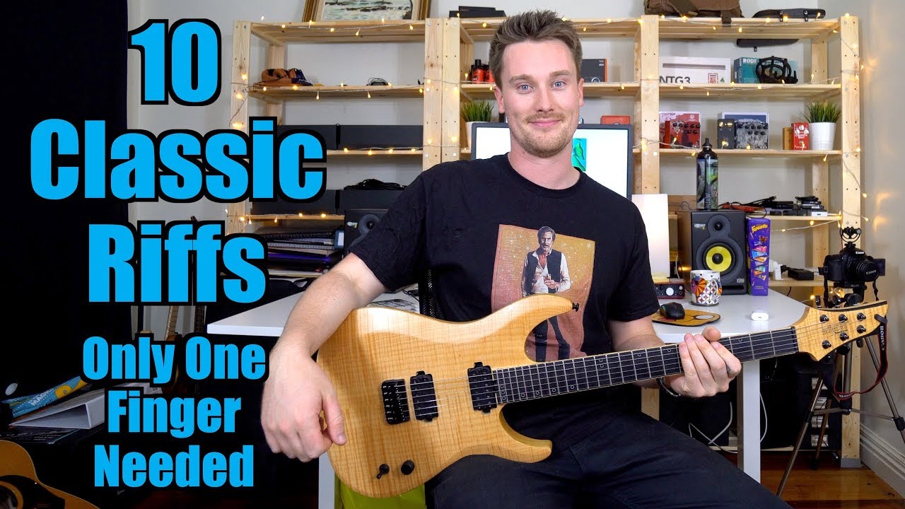 10 Classic Riffs! Only One Finger Needed! ACDC, Neil Young, Audioslave ...