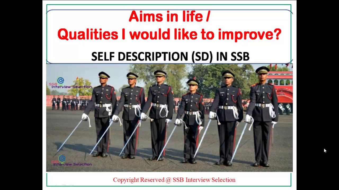 Aims in life/ Qualities I would Like to Improve # SELF DESCRIPTION (SD ...