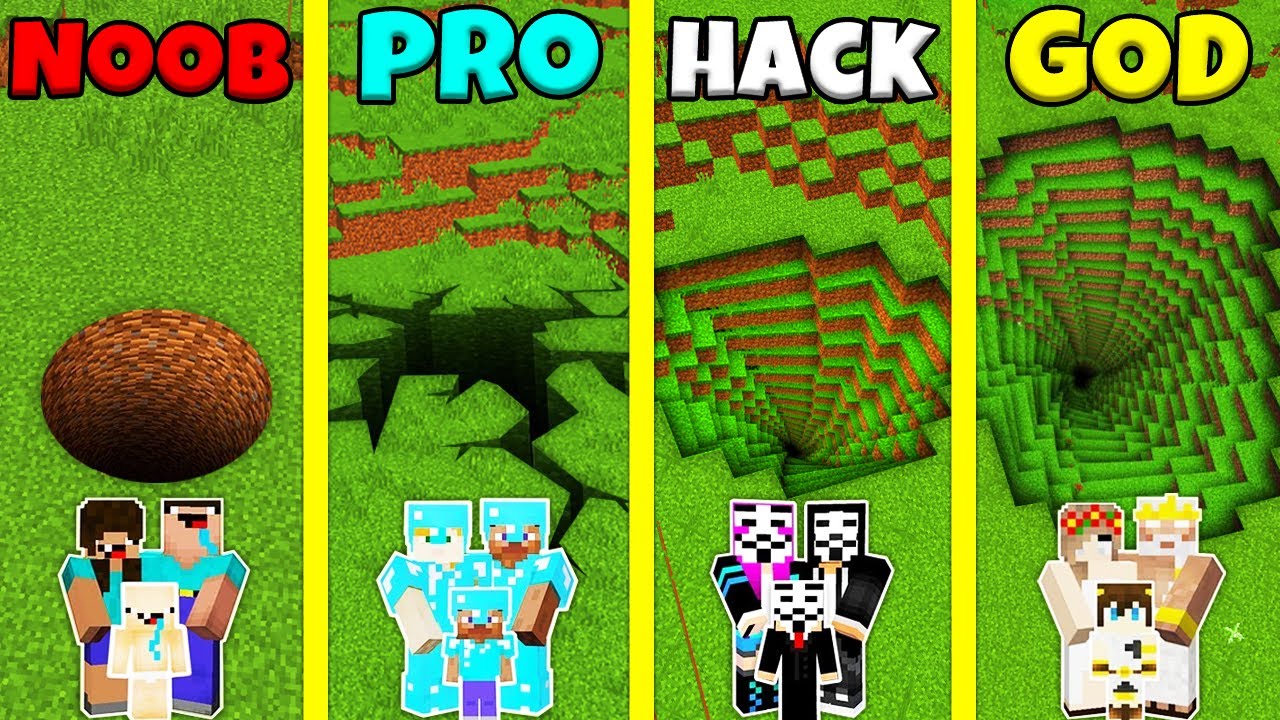 Minecraft Battle: NOOB vs PRO vs HACKER vs GOD: ENDLESS TUNNEL PIT ...