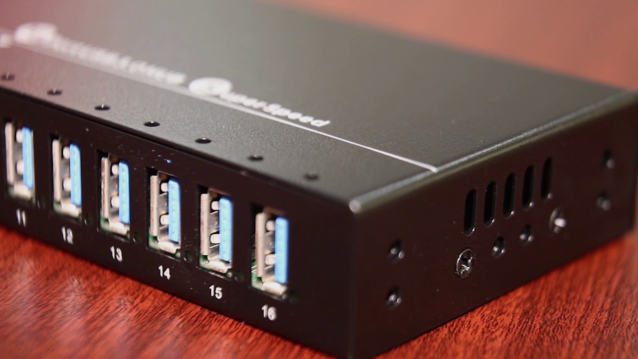16 port usb hub sipolar - YouTube