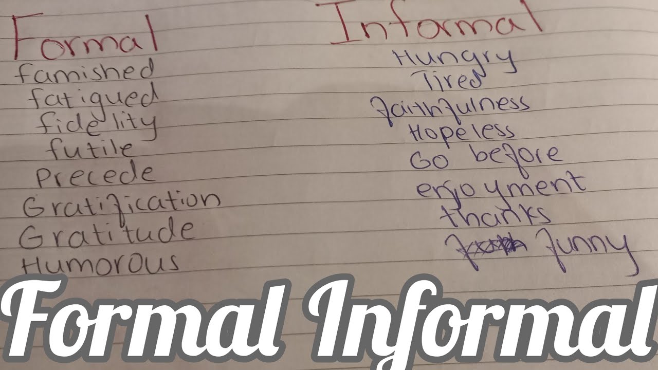 Formal and Informal Words | English - YouTube