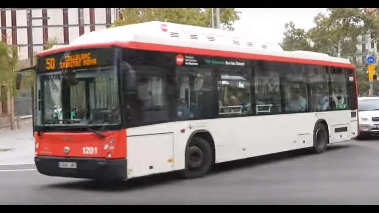 Tata Hispano Irisbus Iveco natural gas bus, in Barcelona, Catalonia (1 ...