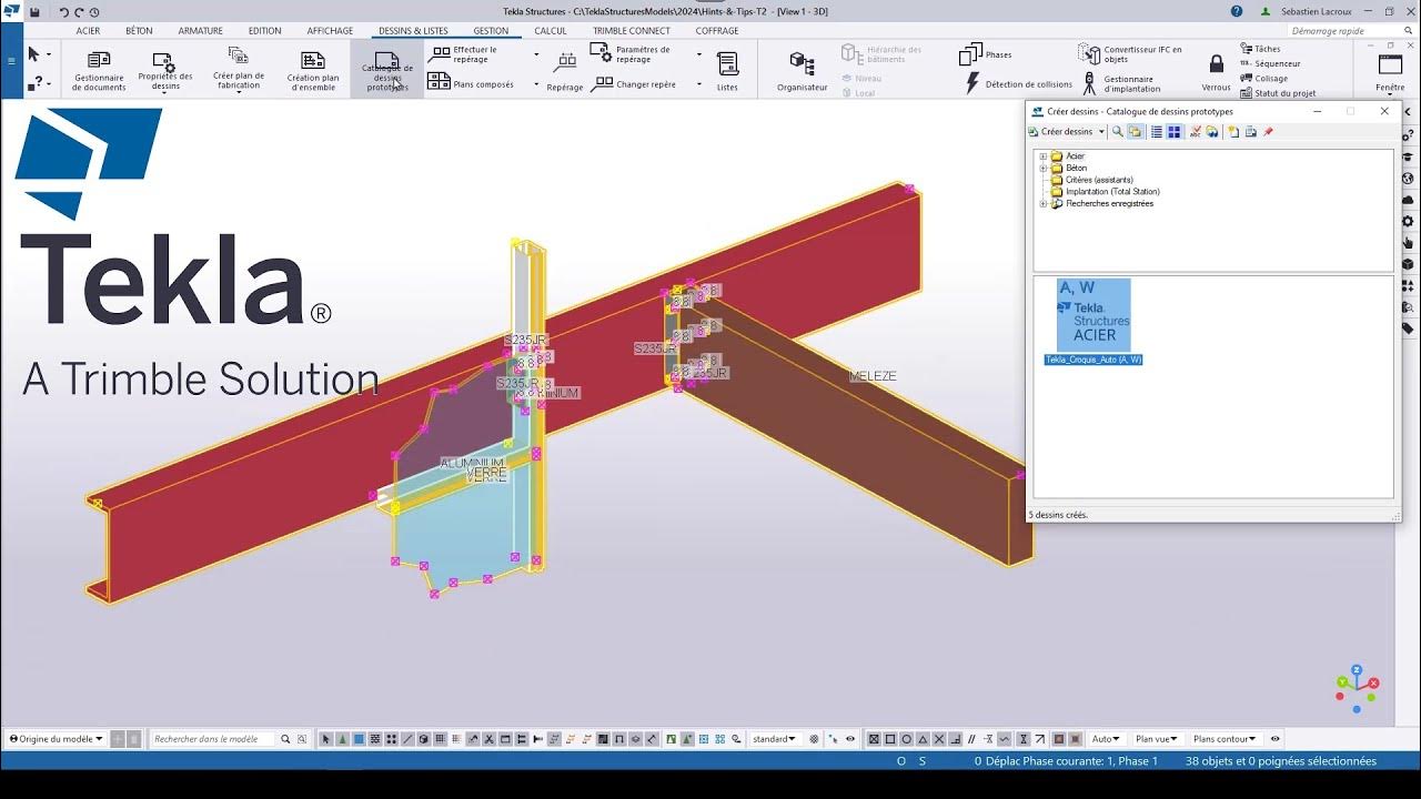 Astuce Tekla Structures : Création de croquis Auto - YouTube