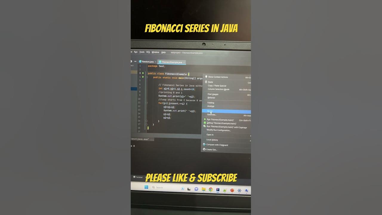 Fibonacci Series In Java Java Coding Trading Javadevelopment Viral Javaclass Youtube