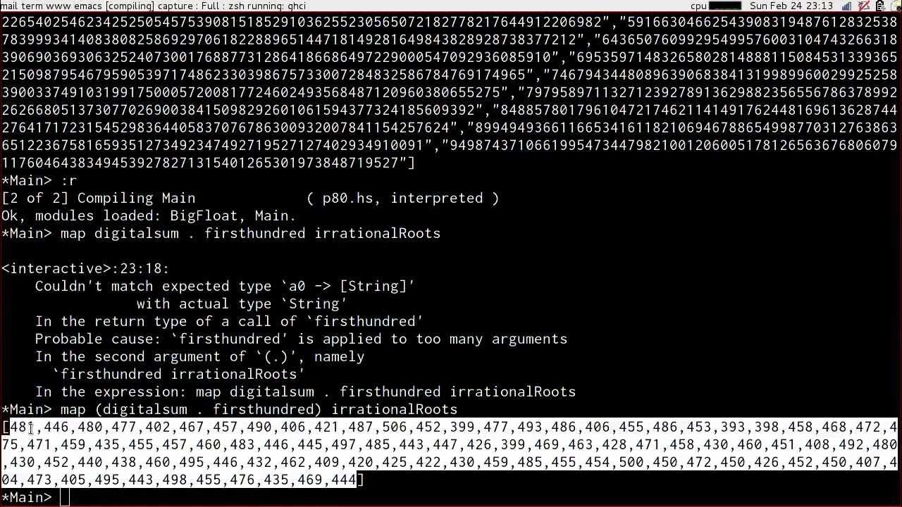 Project Euler Problem 80 - Live coding exercise in Haskell - YouTube