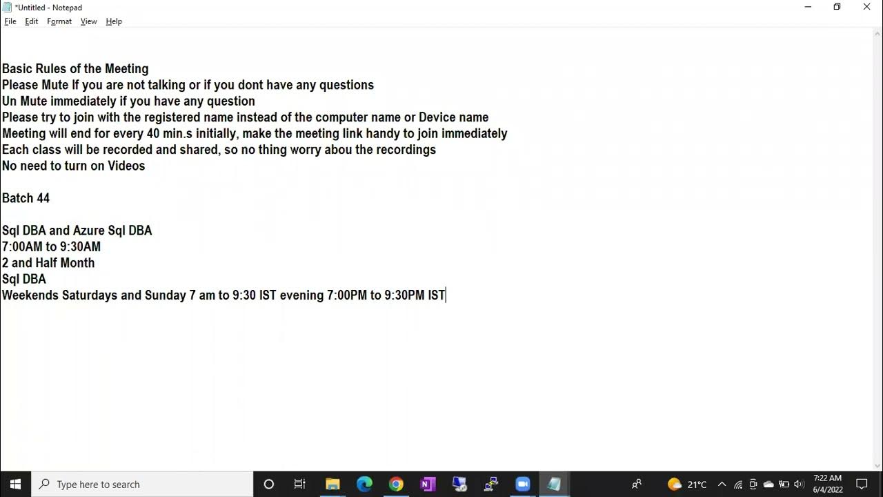 BATCH 44 SQL DBA Introduction Session Class 1 - YouTube