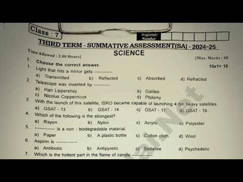 7th std science annual exam model question paper 2025 - YouTube