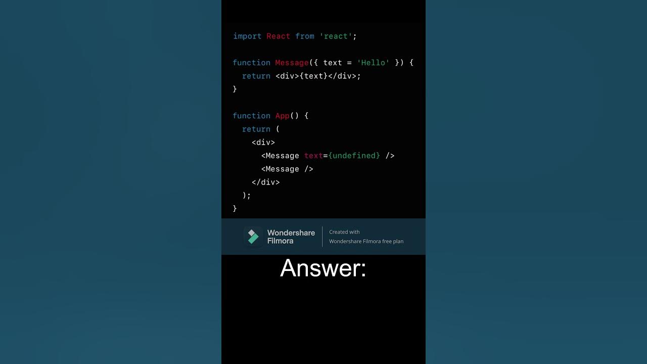 Understanding Default Props with Explicit Undefined in React!! #react - YouTube