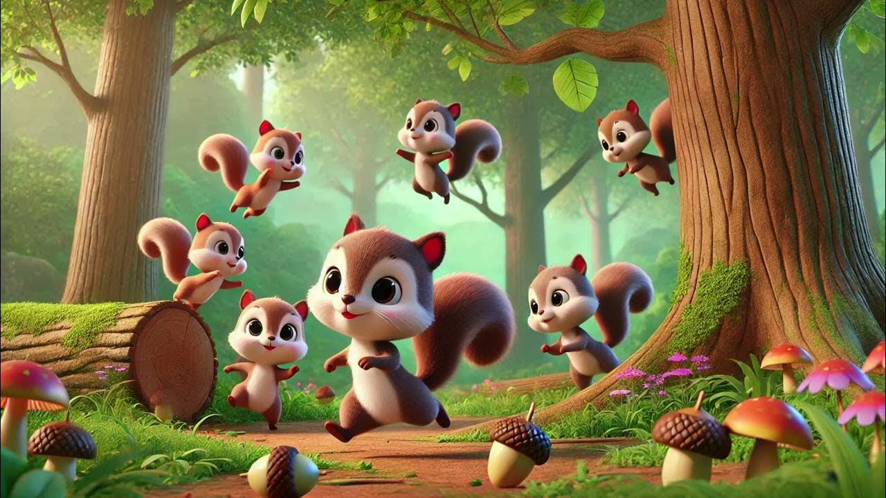 🐿️🎶 The Five Little Squirrels - A Nutty Adventure in the Forest! 🐿️🎶 ...