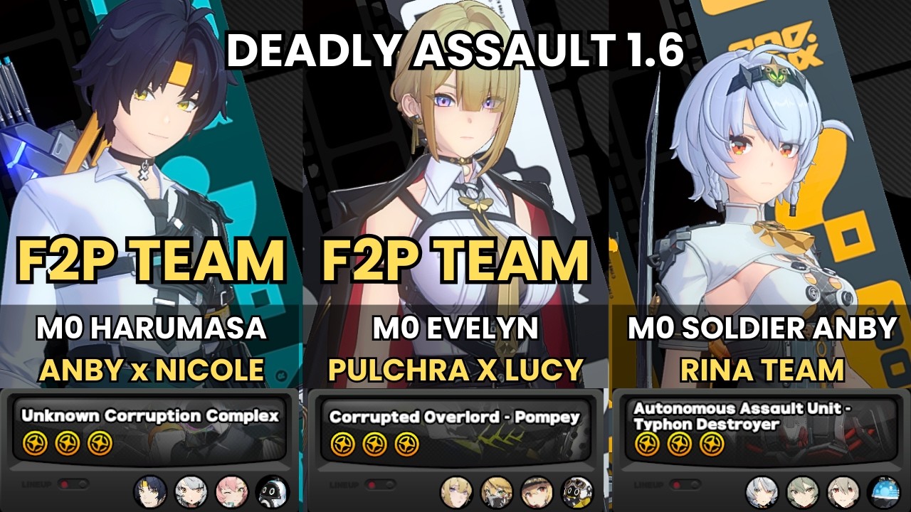 Deadly Assault ZZZ | Harumasa F2p Team x Evelyn x Soldier Anby Rina | 9 ...
