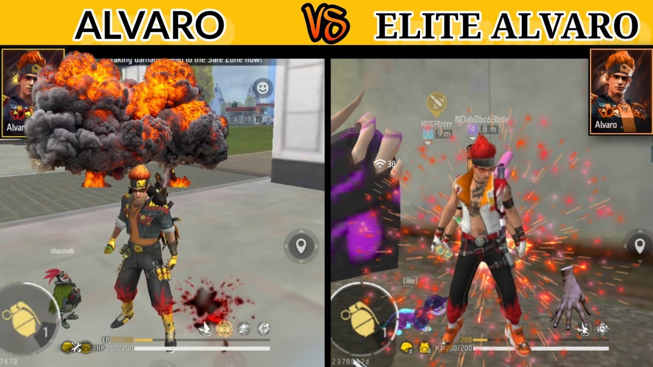 ALVARO Vs ELITE ALVARO SPECIAL ABILITY TEST FREE FIRE - Garena ff - YouTube