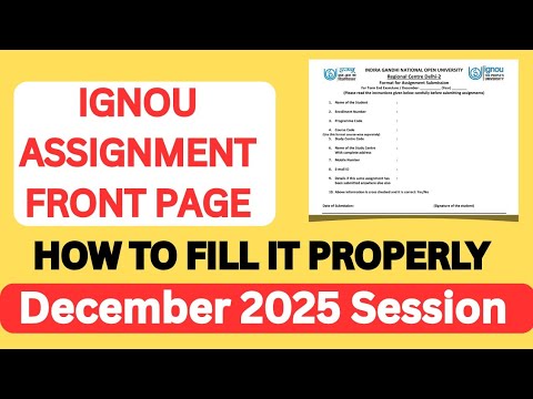 Ignou Assignment Front Page December 2025 session | How to fill IGNOU ...
