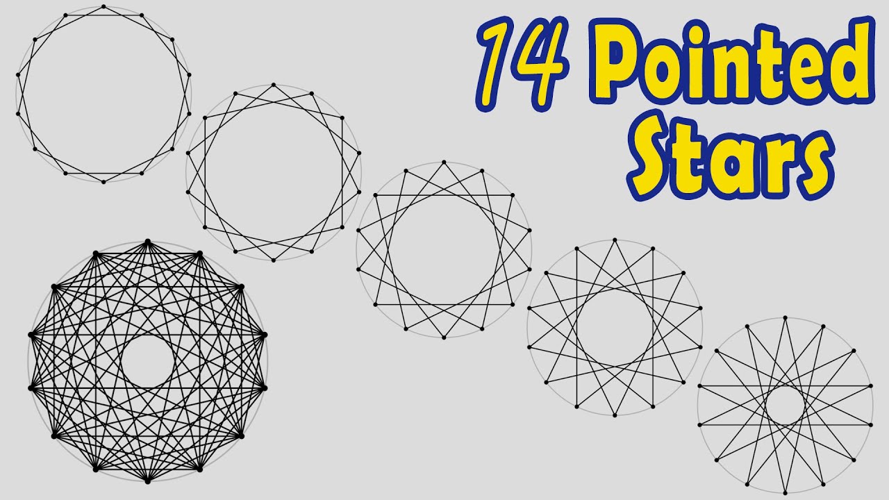 How to Draw a Fourteen Pointed Star (14/2 - 14/3 - 14/4 - 14/5 and 14/6 ...