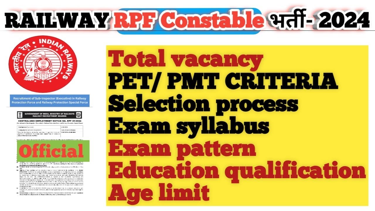 Railway ने RPF Constable भर्ती 2024 का Detailed नोटिस किया जारी। RPF ...