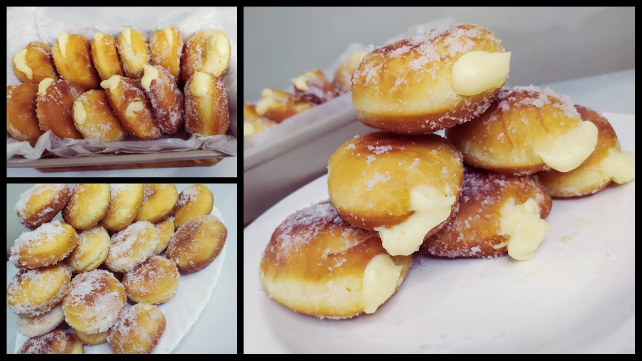 Vanilla Custard Cream Donuts Recipe Without Oven By FKS - YouTube