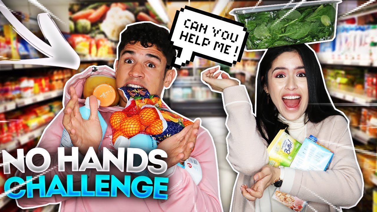 NO HANDS CHALLENGE!!! (Grocery Shopping Edition) - YouTube