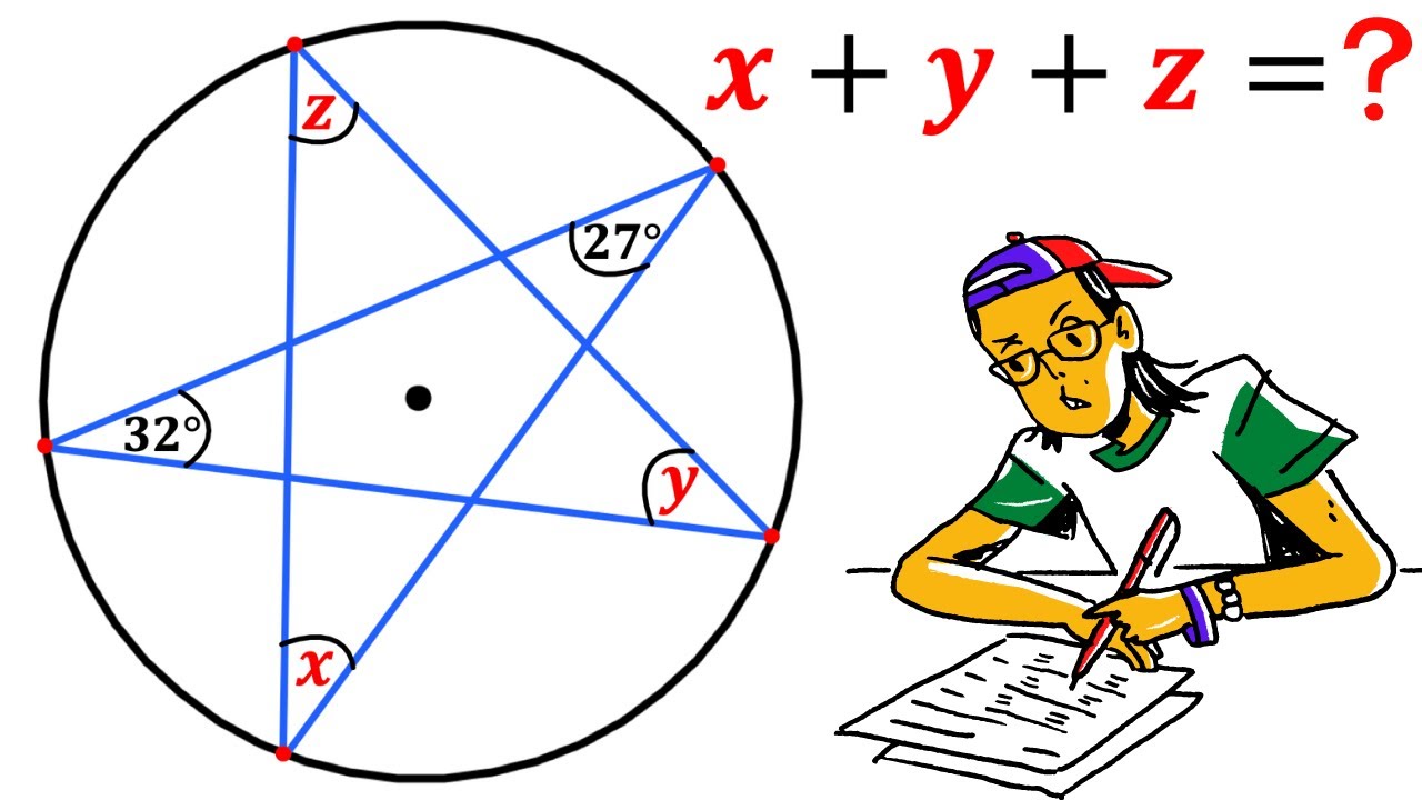 Find The SUM Of Angles X Y And Z In The Circle Learn How To Solve Find The SUM Of Angles X Y And Z In The Circle Learn How To Solve