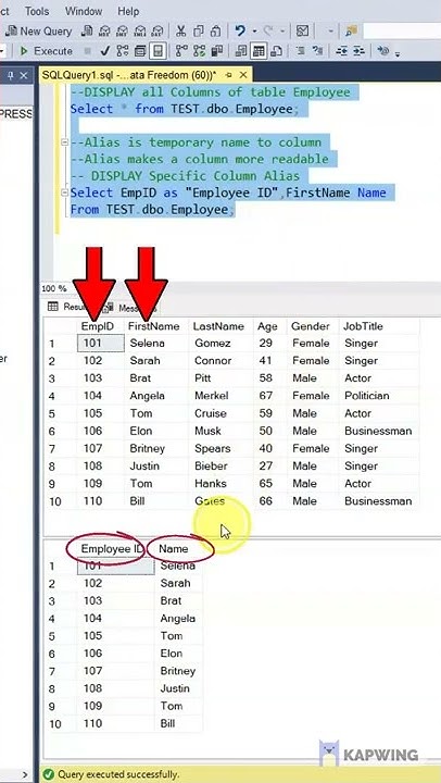 Sql Alias Temporary Name To Column In The Select Query Youtube