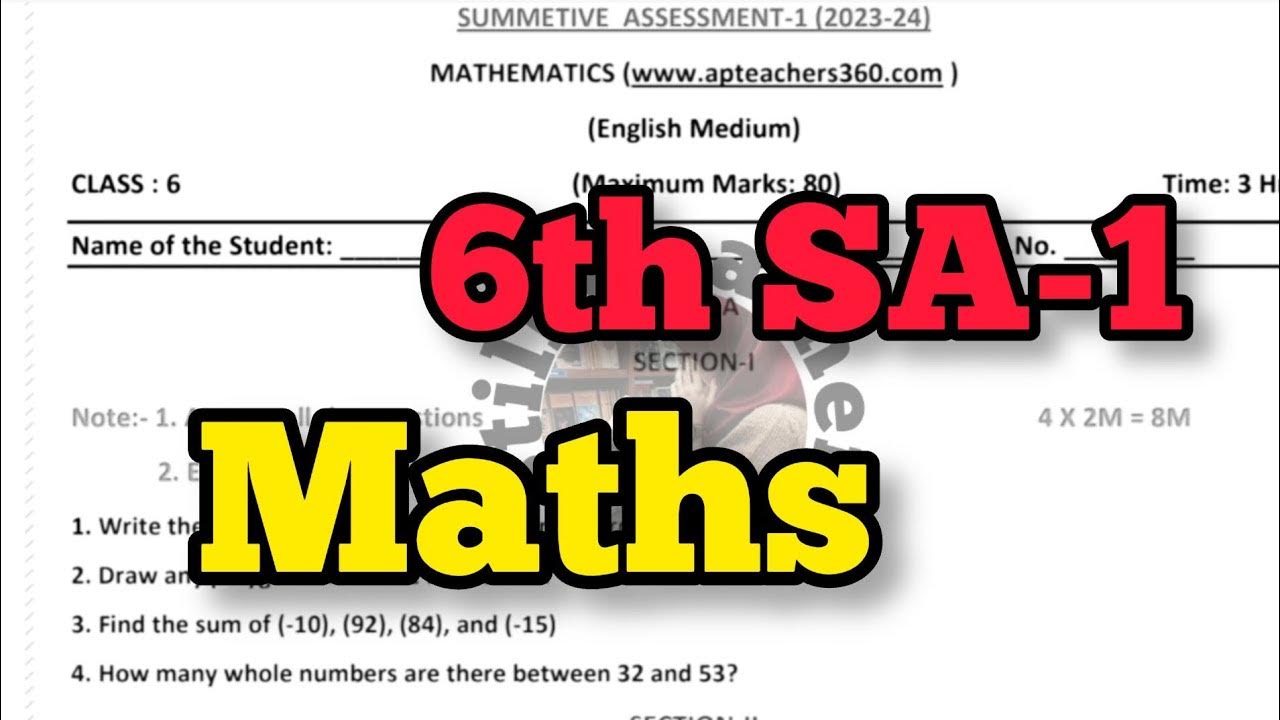 6th SA-1 MATHS Question Paper 2023-2024 | SA-1 MATHS 6th Class Question Paper - YouTube