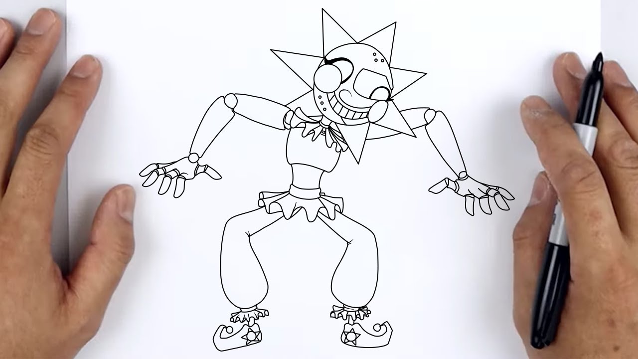 HOW TO DRAW SUNDROP (The Daycare Attendant) | FNaF: Security Breach ...
