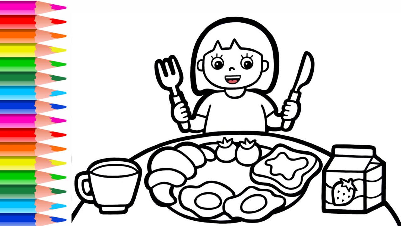 How To Draw Breakfast Drawing, Coloring, And Painting For Kids ...