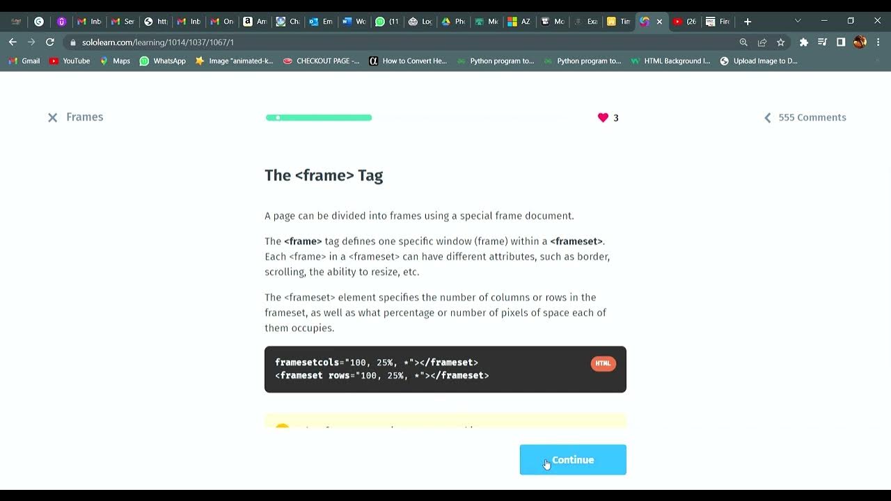 Frames |22.1|HTML Basics|SOLOLEARN Answer - YouTube