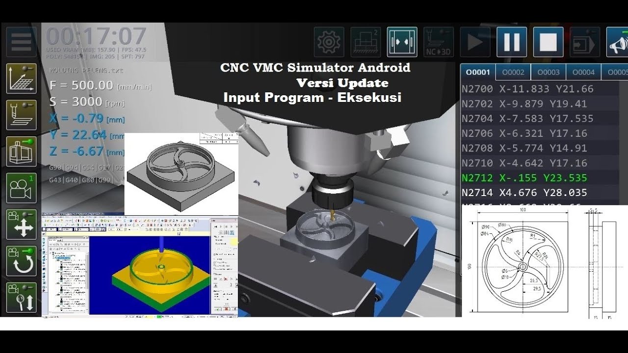 CNC Simulator Milling (VMC) di HP Android versi Update |Input ...