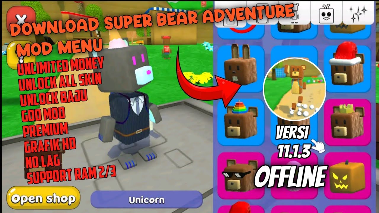 DOWNLOAD SUPER BEAR ADVENTURE MOD MENU VERSI 11.1.3 NO PASSWORD LINK ...