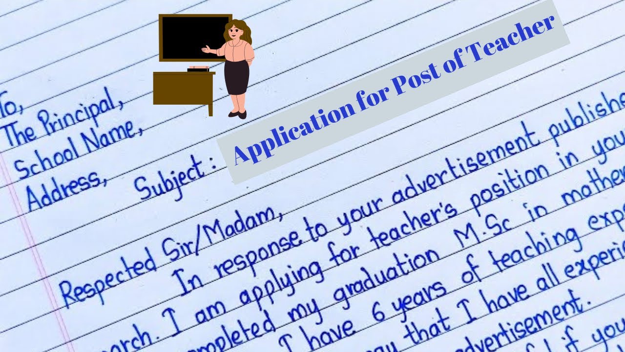 Application for the Post of Teacher | Letter Writing - YouTube