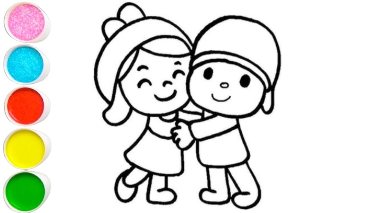 How to draw a pocoyo and Nina Drawing coloring for kids - YouTube
