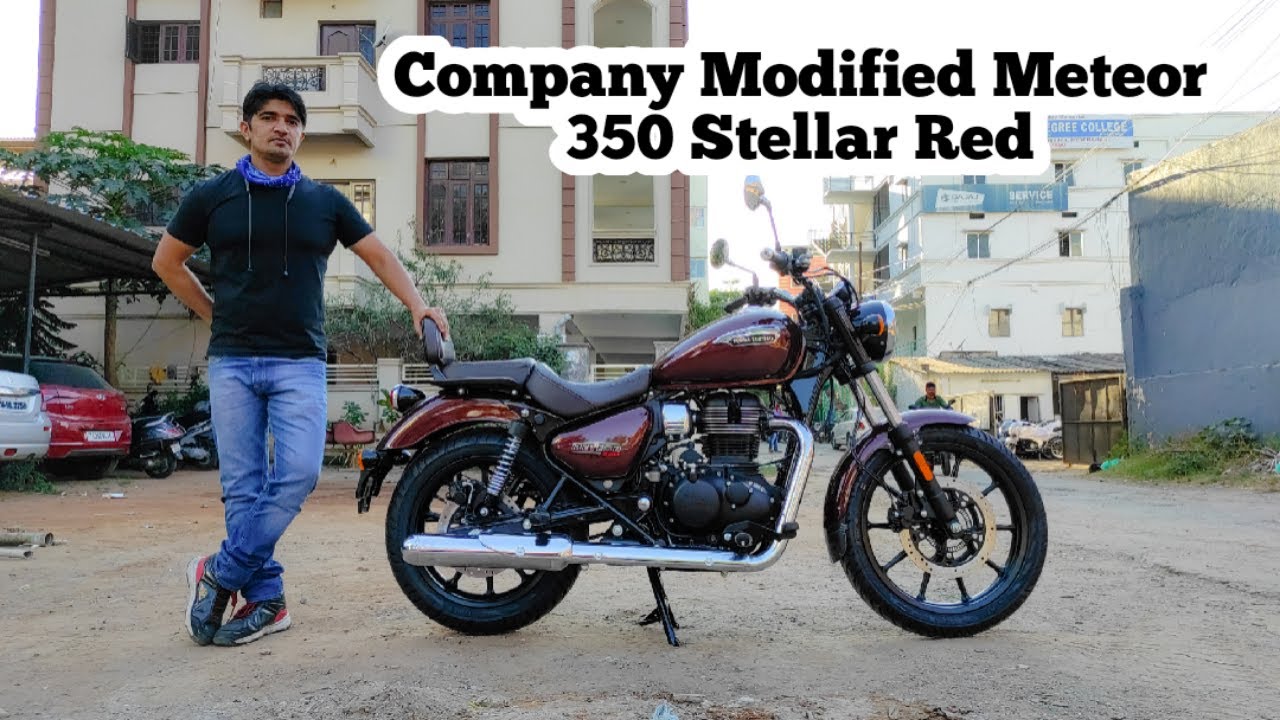 Royal Enfield Meteor Stellar 350 Red color Customized with Touring Seat ...